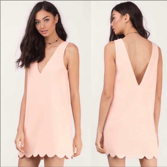 Tobi | Dresses | Tobi Scallop Hem Mini Dress Size Small Delicate Pink ...